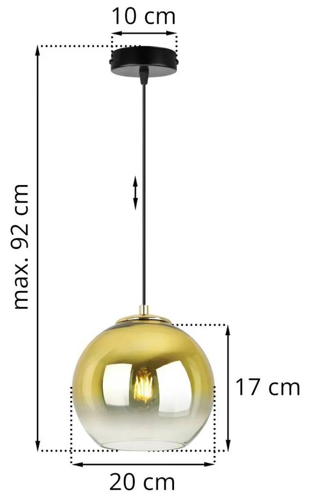 Závěsné svítidlo BERGEN GOLD, 1x zlaté/transparentní skleněné stínítko (fi 20cm)