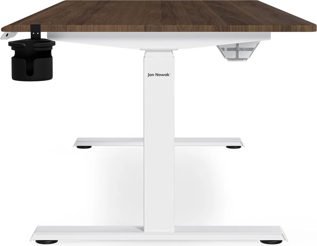 Elektrický stůl s nastavitelnou výškou ergonomický bílý/ořech,1600x800 mm: ARIA