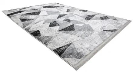 Moderní koberec TULS strukturální, střapce 51211 Geometrický antracit velikost 280x370 cm | krásné koberce cz