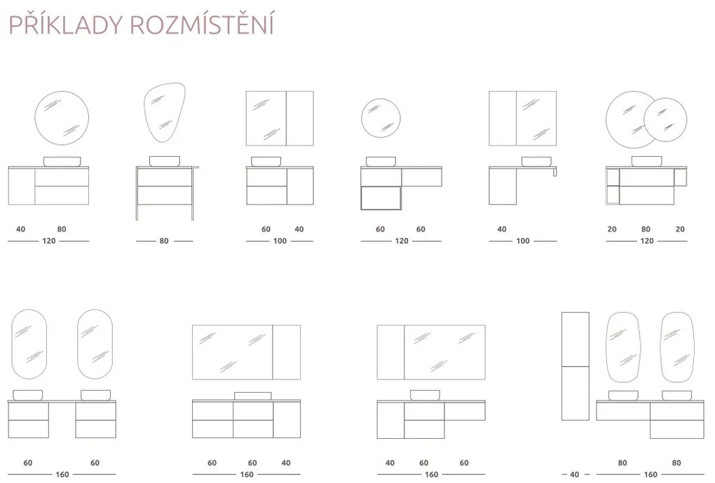 LOTOSAN Scarlet boční skříňka 40cm, sv. šedá matná AQ LN7611