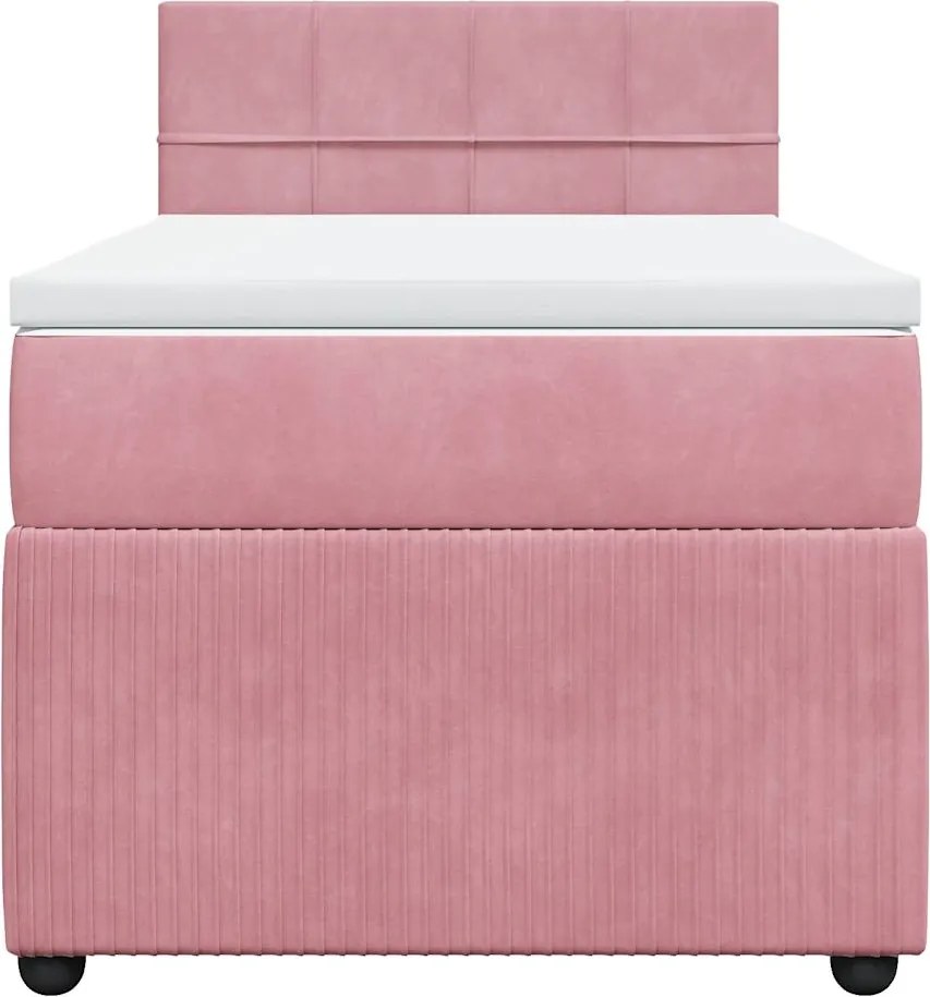 Box spring postel s matrací růžová 80 x 200 cm samet 3289895