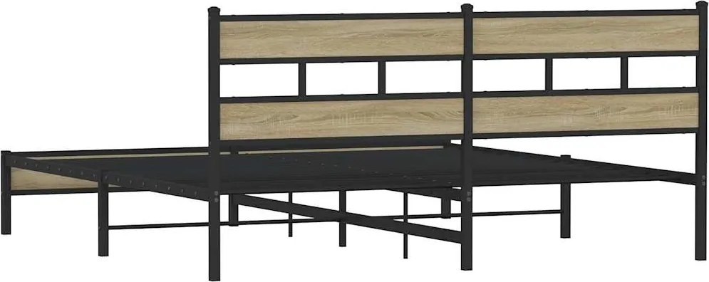 Kovový rám postele bez matrace dub sonoma 200 x 200 cm 3308498