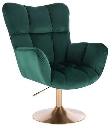 LuxuryForm Křeslo AURORA VELUR na zlatém talíři - zelené