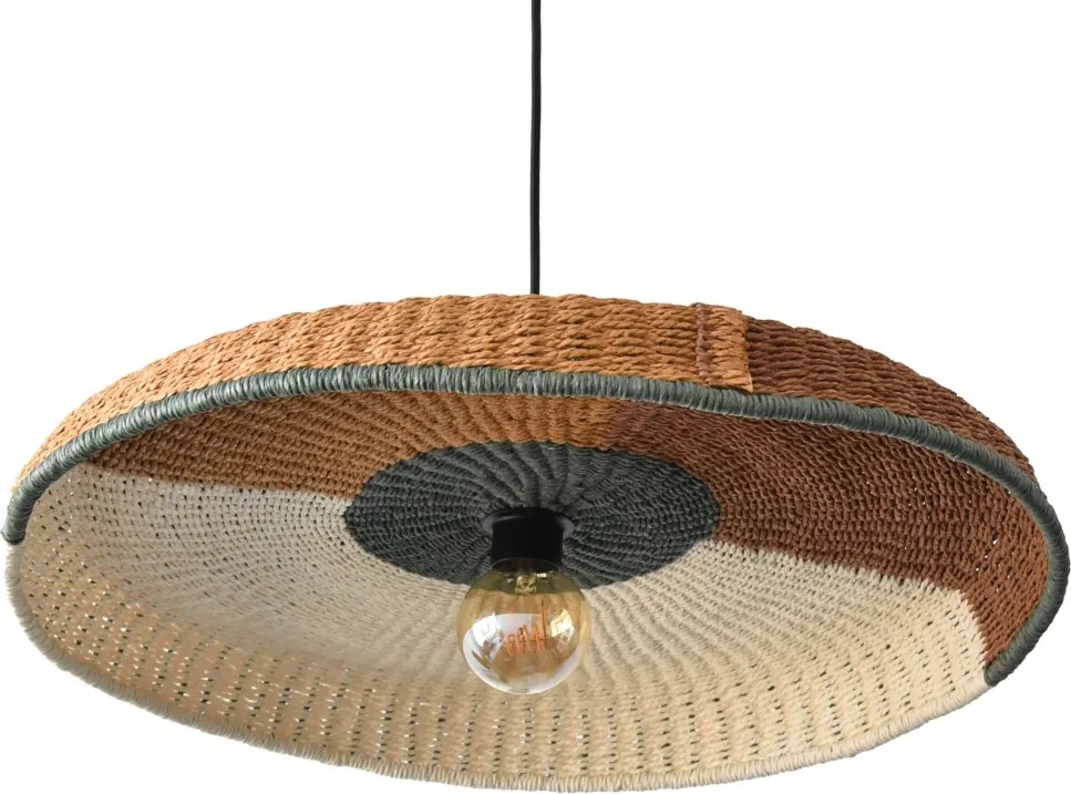Závěsná lampa ve stylu košíku z přírodní tkaniny s regulací kabelu Woven