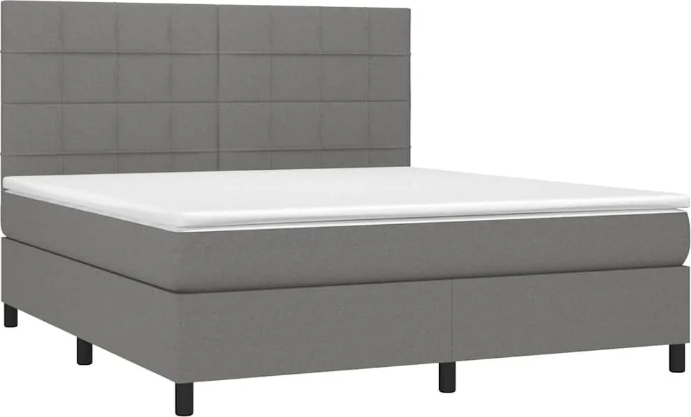 Box spring postel s matrací a LED tmavě šedá 180x200 cm textil 3134894