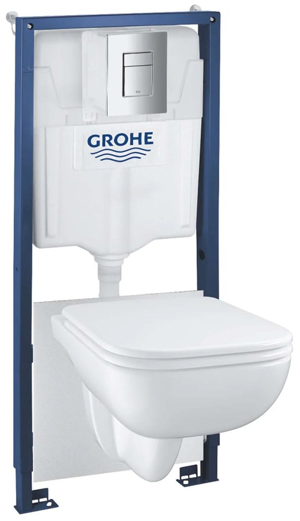 Grohe Solido - Set předstěnové instalace, klozetu Edge Ceramic a sedátka softclose, tlačítko Even, chrom 39817000