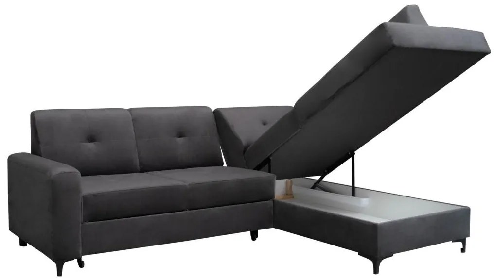 ANTEX ISABELA rozkládací sedací souprava s úložným prostorem černá 236 x 85 x 171 cm