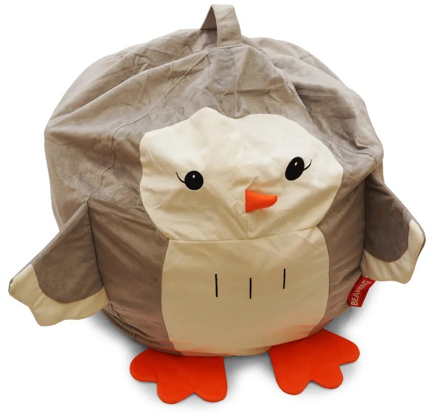 BeanBag Skladovací vak tučňák Tuky, bílá/šedá
