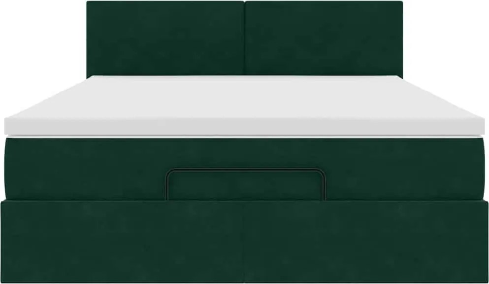 Osmanský rám postele s matrací tmavě zelená 140x190cm samet 3311702