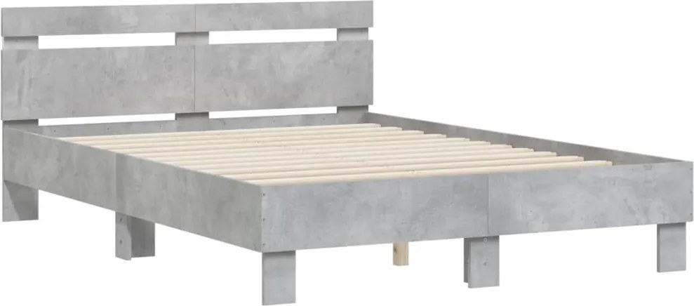 Rám postele s čelem a LED osvětlením betonově šedý 135 x 190 cm 3207570