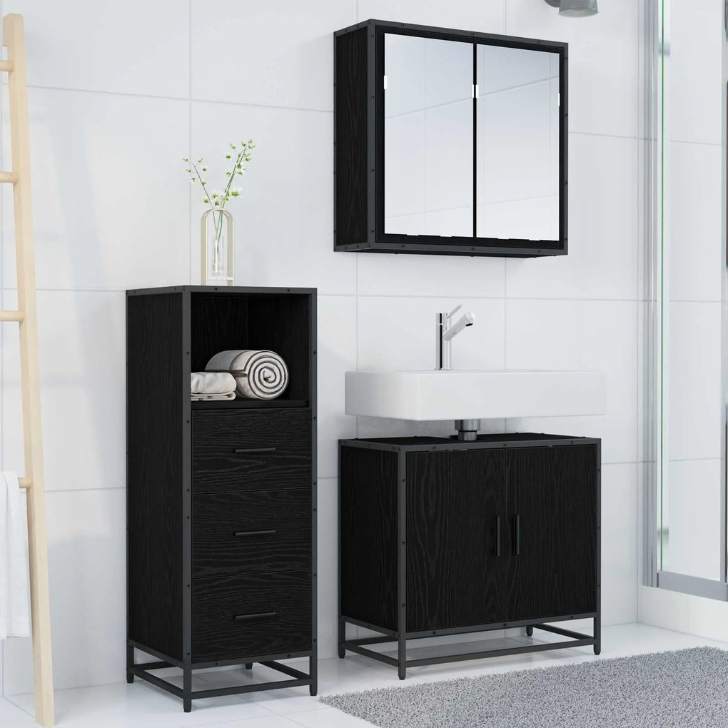 Sada koupelnového nábytku 3 ks Černý dub 65 x 33 x 60 cm 3402434