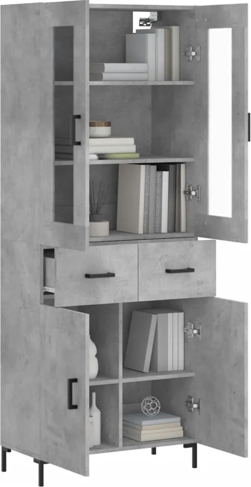 Skříň highboard betonově šedá 69,5x34x180 cm kompozitní dřevo 3198533