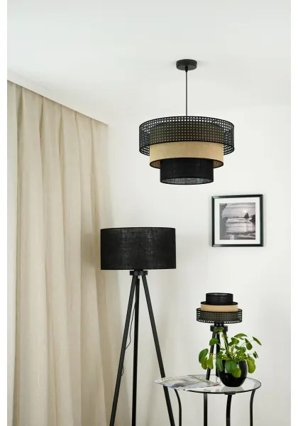 Brilagi - Stolní lampa DAKOTA LUNETA 1xE27/15W/230V černá/ratan