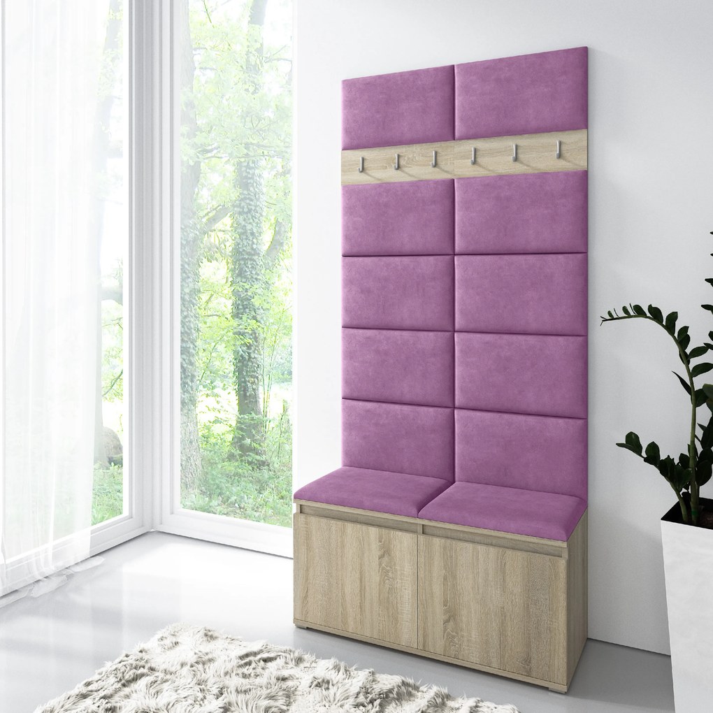 Eka Předsíňová stěna s čalouněnými panely Trinity 1 - Sonoma / Fialová 2311