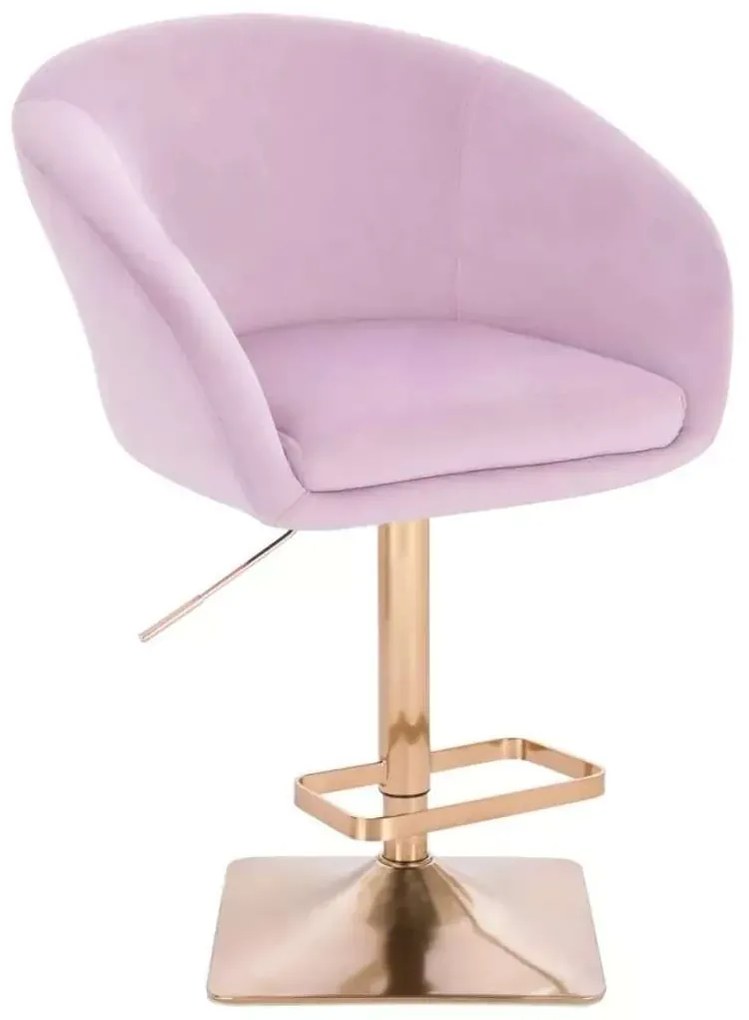 LuxuryForm DESIGN Barová židle VENICE VELUR na zlaté hranaté podstavě - levandule