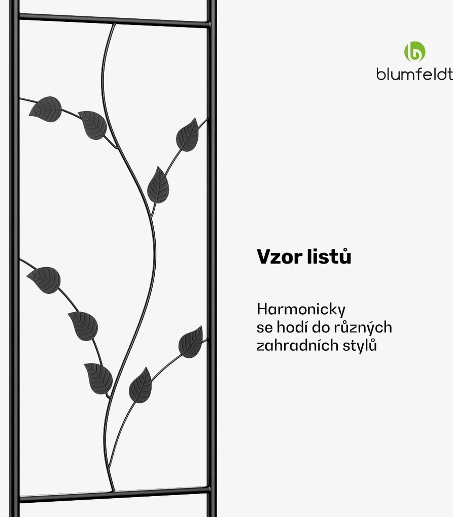 Blumfeldt FloraBelle Curve oblouk, ozdobné vzory listů, odolný vůči povětrnostním vlivům, podpora popínavých rostlin
