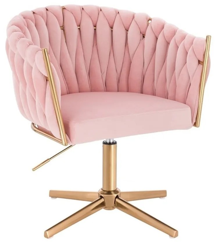 LuxuryForm DESIGN Otočná židle NORDEN VELUR na zlatém kříži - růžová