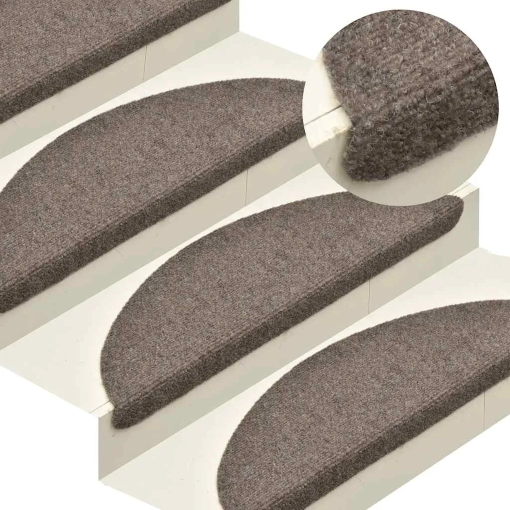 Schodové rohože samolepicí 30 ks 65 x 21 x 4 cm béžové, půlkulaté, velké 3365664