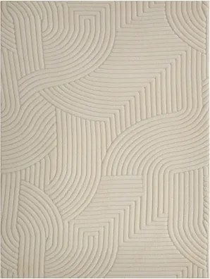 HOMCOM koberec do obývacího pokoje 160 x 120 cm, geometrický měkký neklouzavý vysoký vlas, krémový