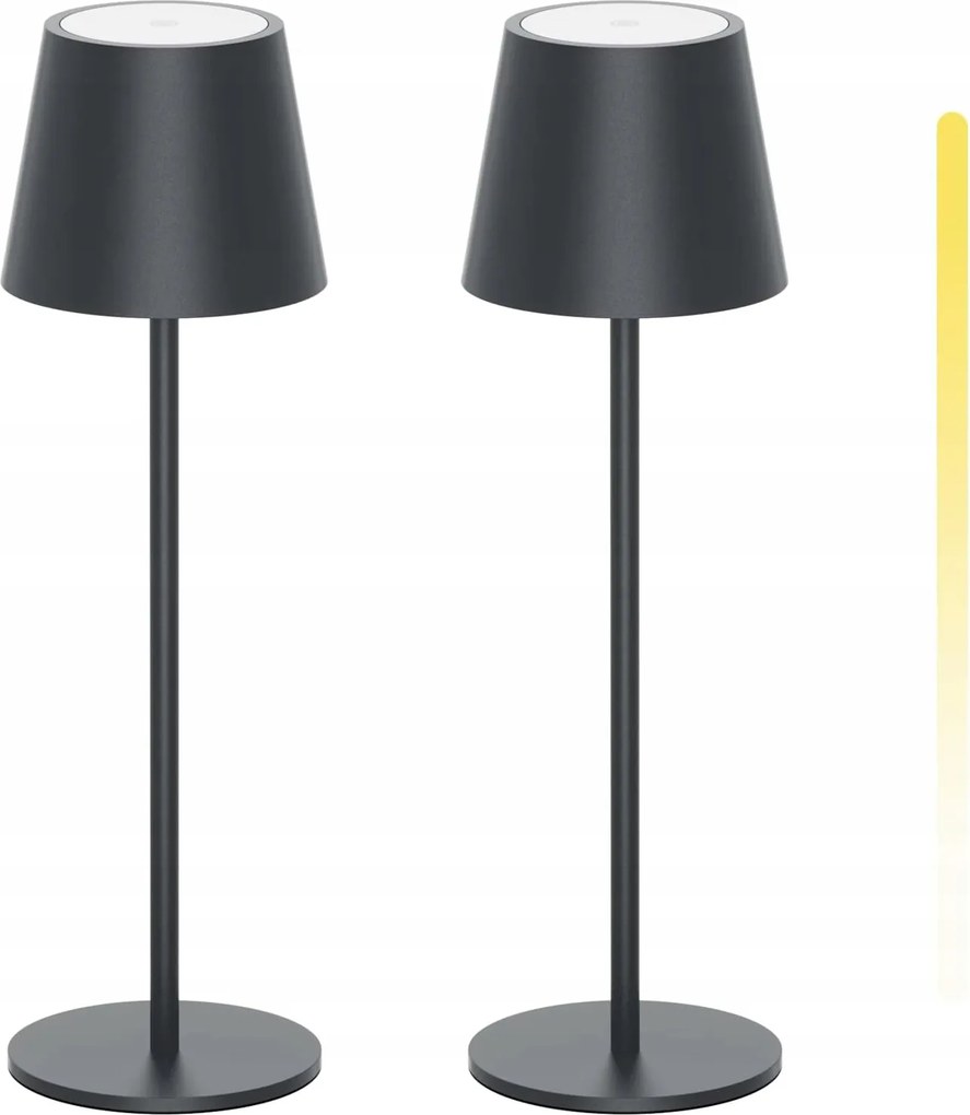 2x K-bright Minimalistická Bezdrátová Nabíjecí Stolní Lampa Usb Šedá