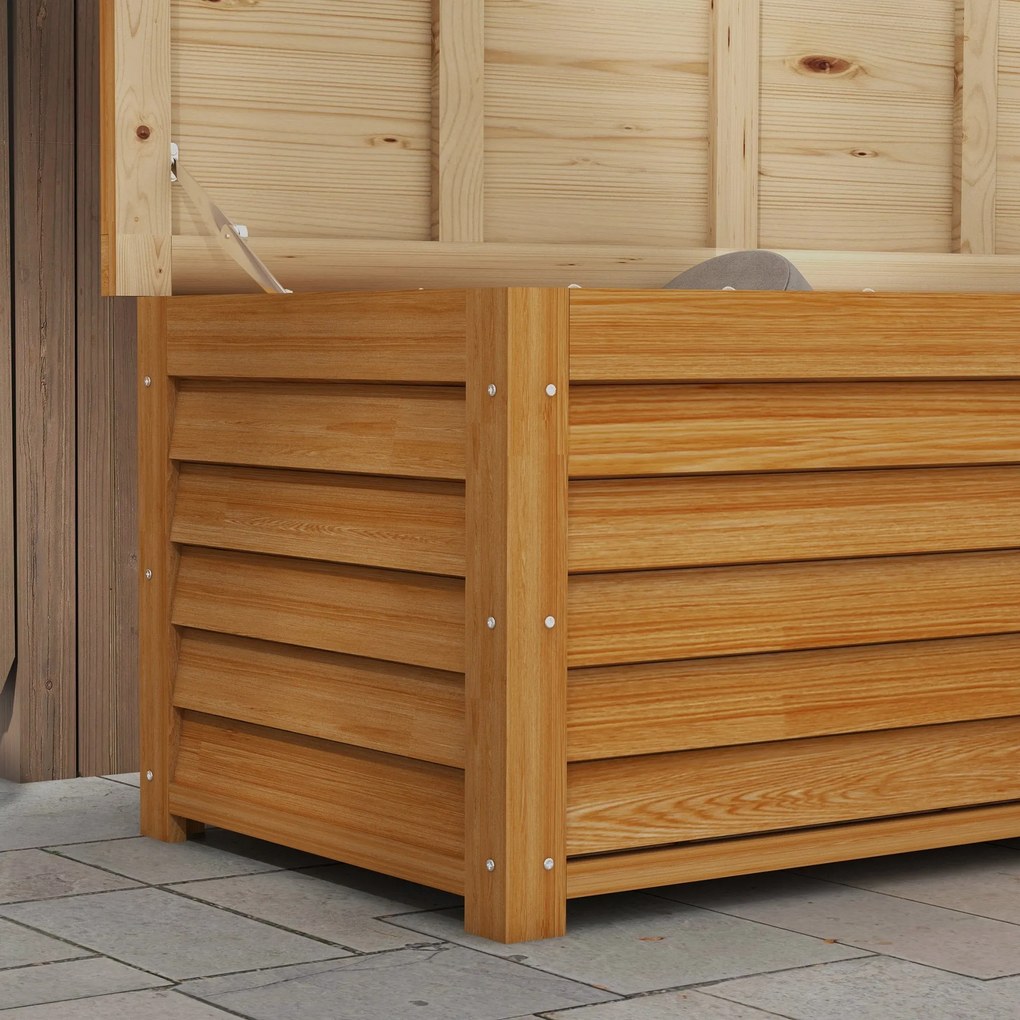 Outsunny Zahradní Úložný Box 176L z Dřeva s Úchyty, rozměry 130L x 50W x 45H cm