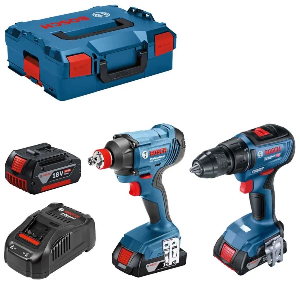 Bosch - 18V AKU sada vrtačky a rázového utahováku, 3x aku 5,0 Ah Li-Ion , nabíječka 06019G5227