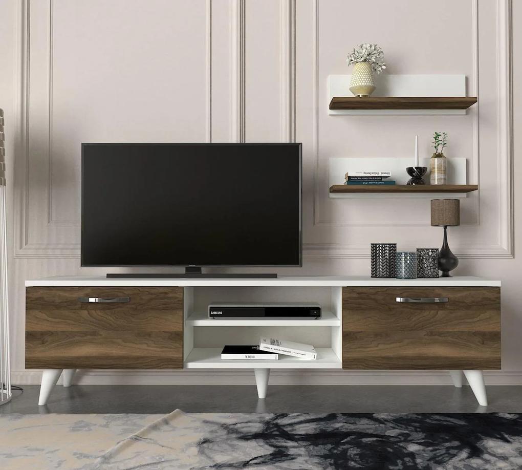 Casarredo - Komfort nábytek Televizní stolek s policemi BEALTE bílá/ořech