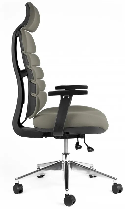 MERCURY STAR Kancelářská ergonomická židle SPINE s podhlavníkem — látka, nosnost 130 kg Šedá