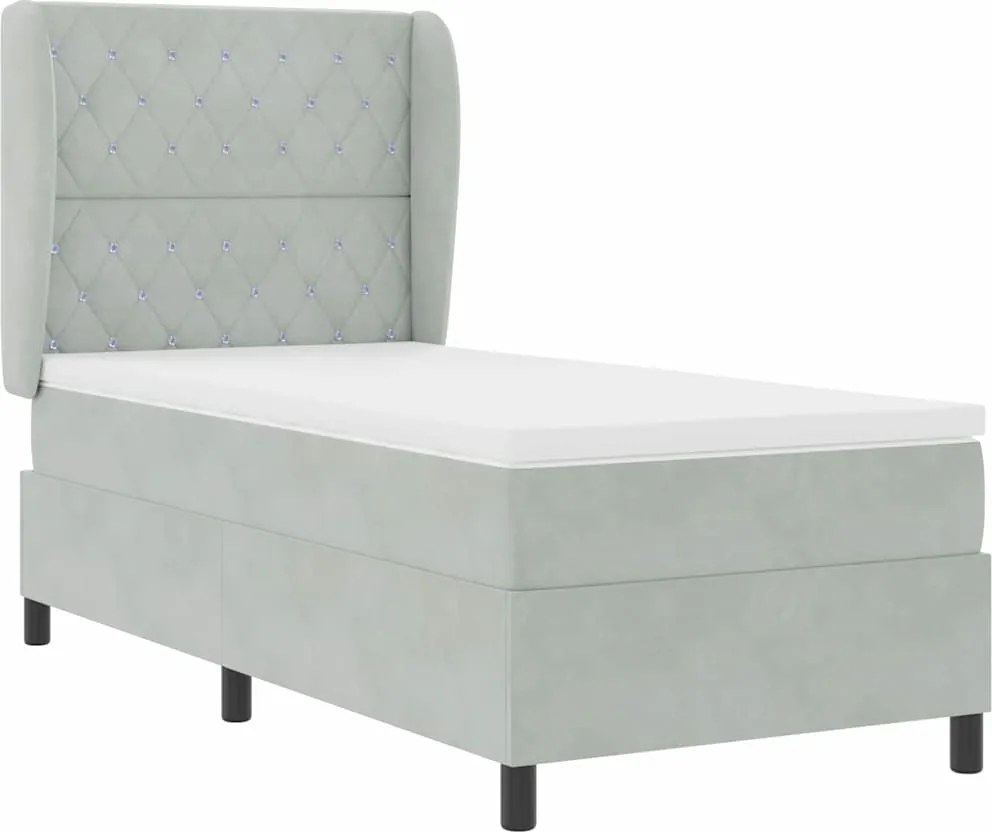 Postel s boxspringem s čelo Světle šedá 200 x 100 cm samet 3340862