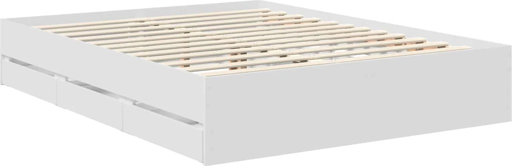 Rám postele se zásuvkou Bílá 150 x 200 cm Dřevěný materiál 3412171