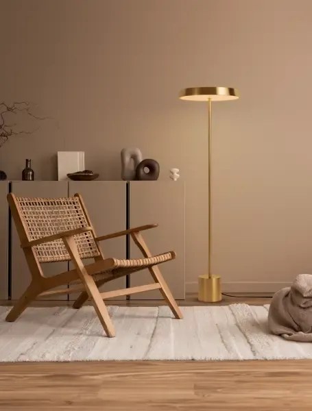 LED zlato-černá stojací lampa Vetro
