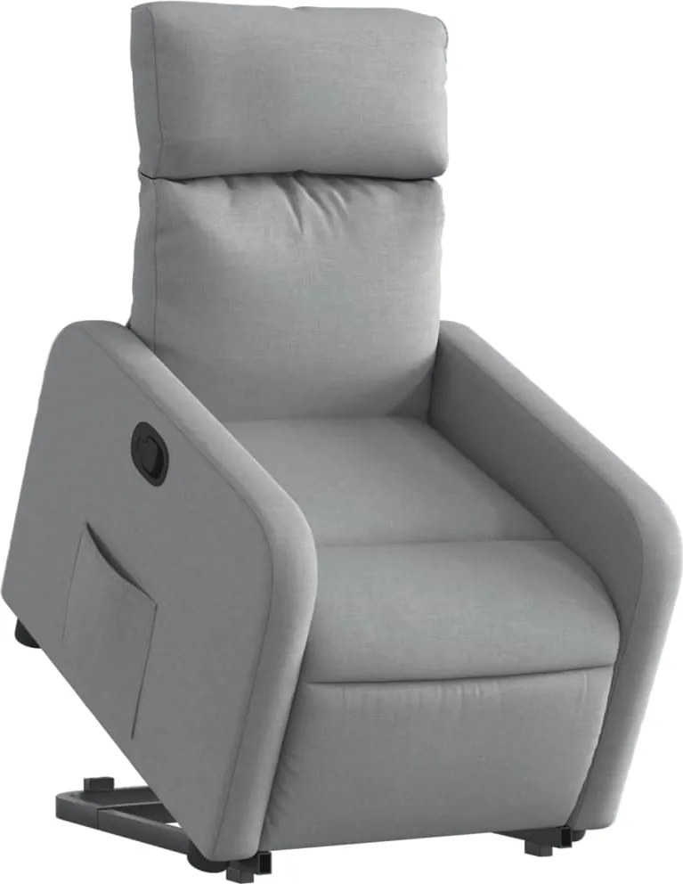 Zvedací polohovací křeslo světle šedé textil 3206699