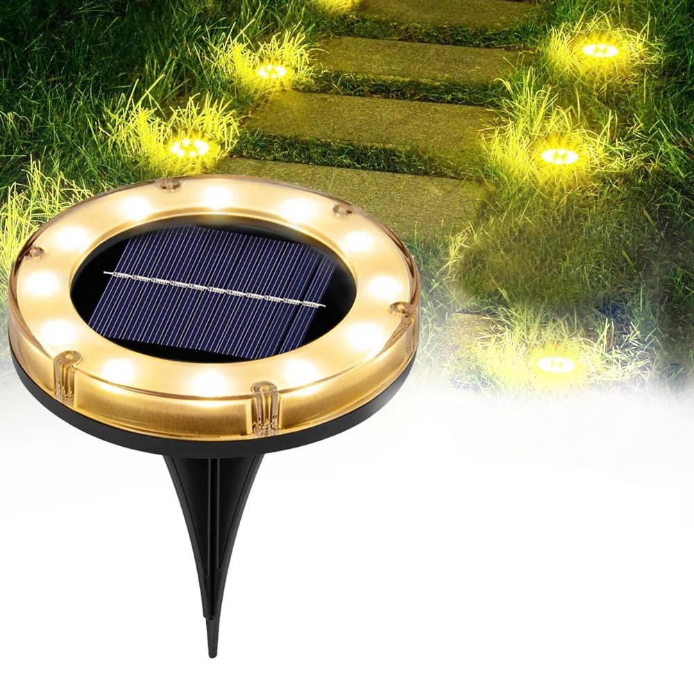 Bezdoteku LEDsolar venkovní světlo k zapíchnutí do země ABS 4 ks, 12 LED, bezdrátové, iPRO, 1W, teplá barva