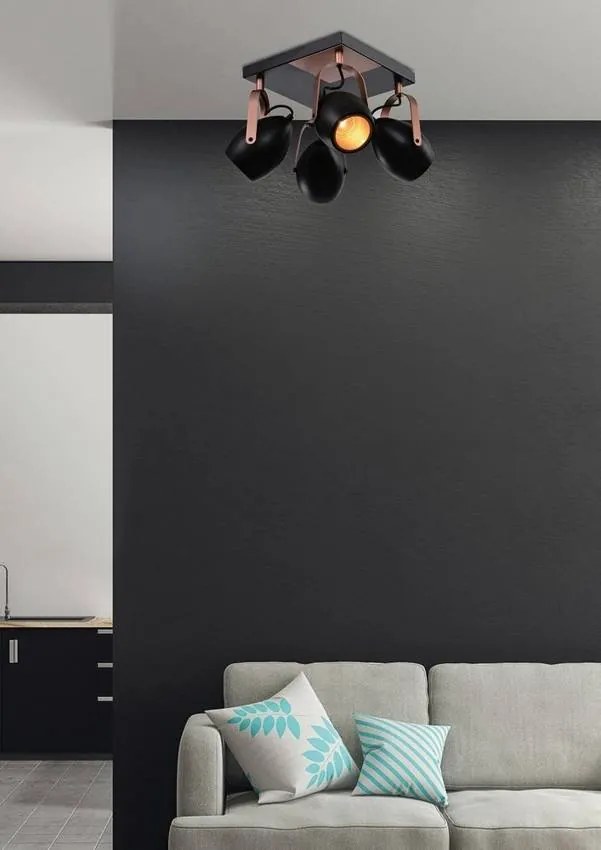Černo-měděné stropní svítidlo Anica pro žárovku 4x E14  - Candellux