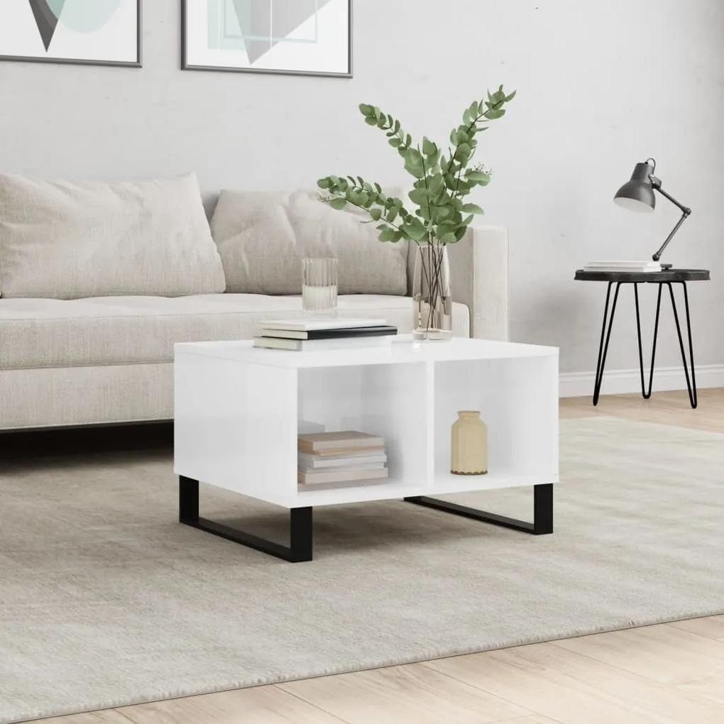 vidaXL Konferenční stolek 60 x 50 x 36,5 cm kompozitní dřevo [830553] Barva: bílá s vysokým leskem