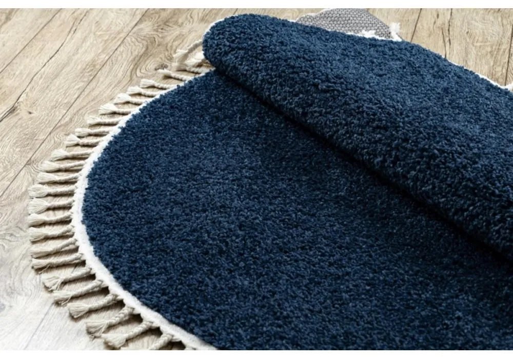 Kusový koberec Shaggy Berta tmavě modrý kruh 160cm