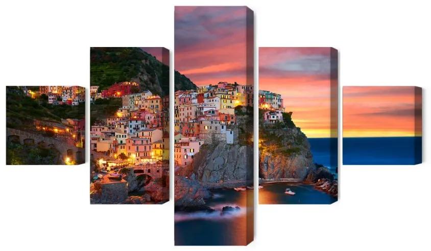 Vícedílný obraz Město Manarola V Itálii Nedostatek Nedostatek Přírodní plátno 250x150