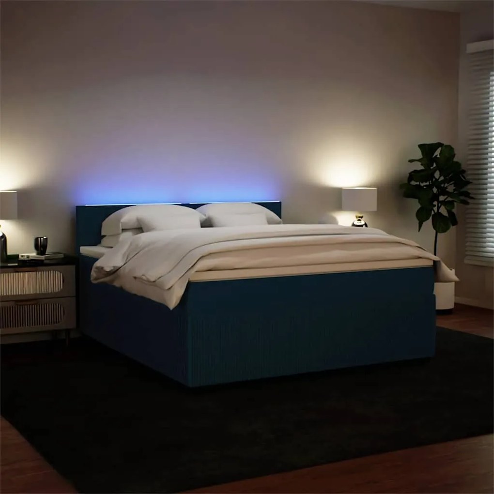 Box spring postel s matrací modrá 180 x 200 cm samet 3290110