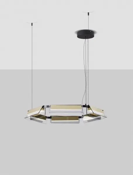 LED stmívatelný černo-zlatý designový lustr Apnea 150