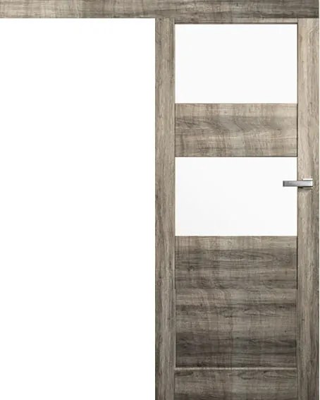 posuvné interiérové dveře na stěnu vasco doors TEO model 4 Průchozí rozměr: 70 x 197 cm, Orientace dveří: Levé dveře, Dekor: Dub Aljaška