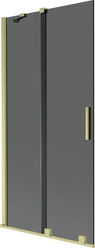 Mexen Velar, 2-křídlová posuvná vanová zástěna 90 x 150 cm, 8mm šedé sklo, zlatá matná, 896-090-000-41-55
