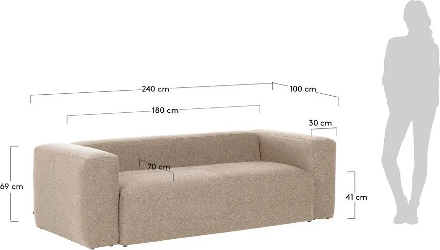 Béžová pohovka Kave Home Blok, 240 cm