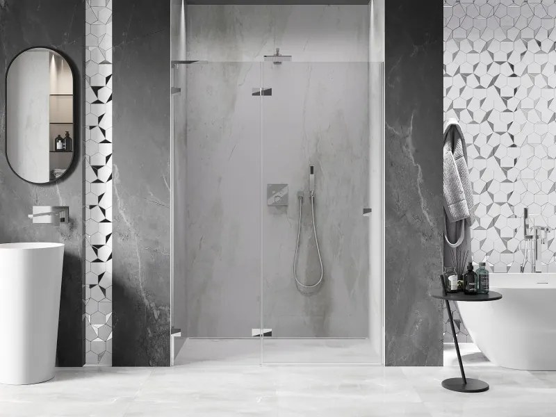 Mexen Lunar L sprchové dveře výklopné levé 135 cm, transparentní, chrom - 834L-135-000-01-00-L