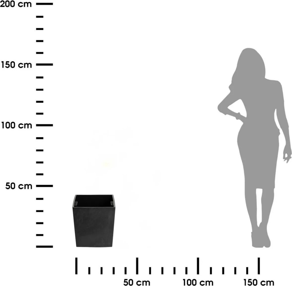 PLASTOVÝ KVĚTINÁČ FLORE 30,5X29,5X29,5 CM IMITACE BETONU ČERNÁ