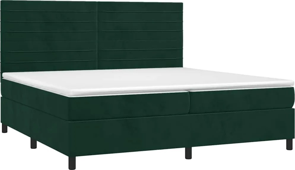 Box spring postel s matrací tmavě zelená 200x200 cm samet 3143106