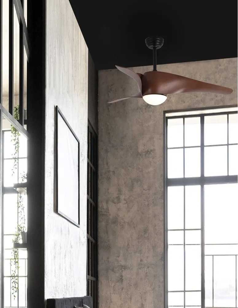 Matně černé/v tmavě přírodní barvě kovové LED stropní svítidlo se skleněným stínidlem Breeze – Nova Luce