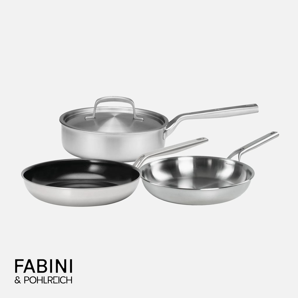 Fabini Sada pánví FABINI & Pohlreich, ø 24 cm + ø 26 cm, 4 díly - Nerezové beznýtové pánve z pětivrstvé nerezové oceli