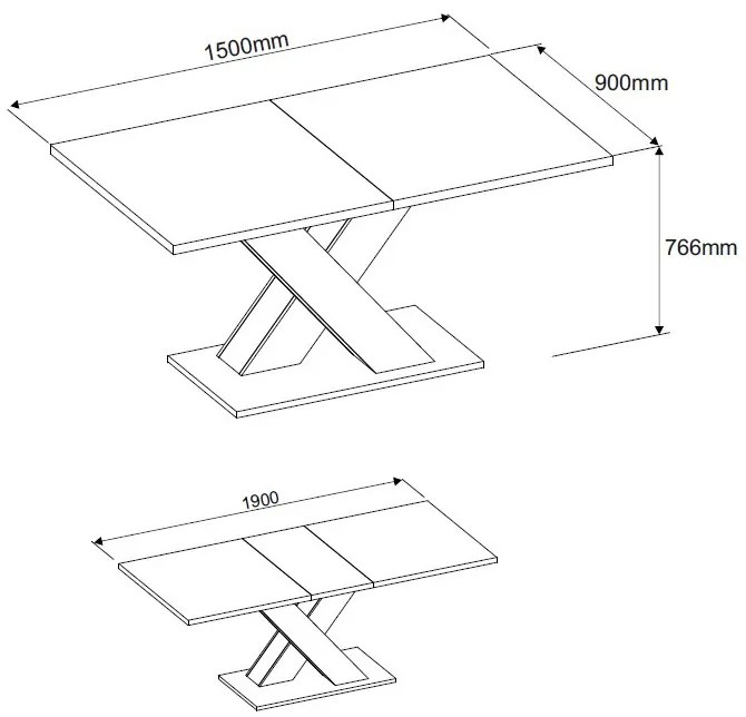 Rozkládací jídelní stůl Moteon 150x90 cm,dub artisan/šedý,podnož X