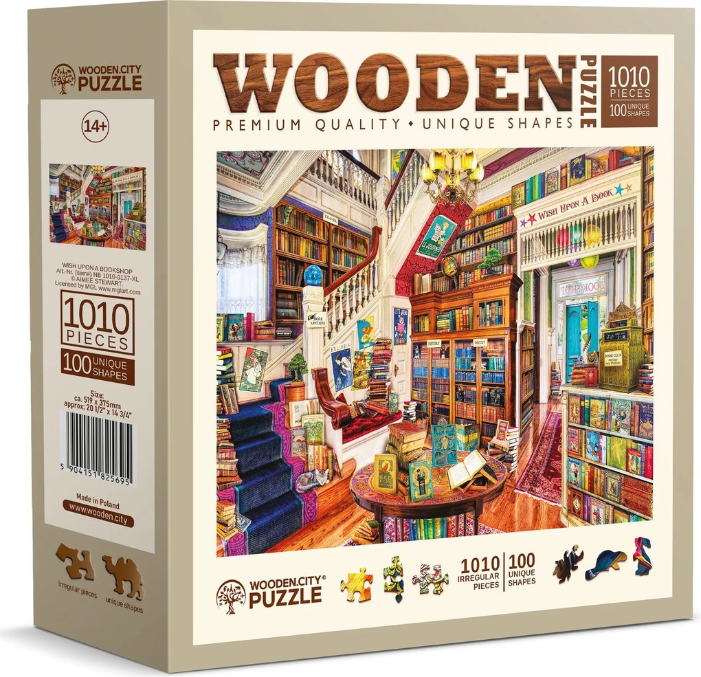 Wooden city dřevěné puzzle - přání v knihovně 1010 dílků