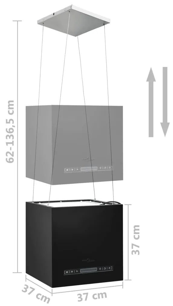 Závěsná ostrůvková digestoř dotykový LCD 37 cm práškovaná ocel - Default Title